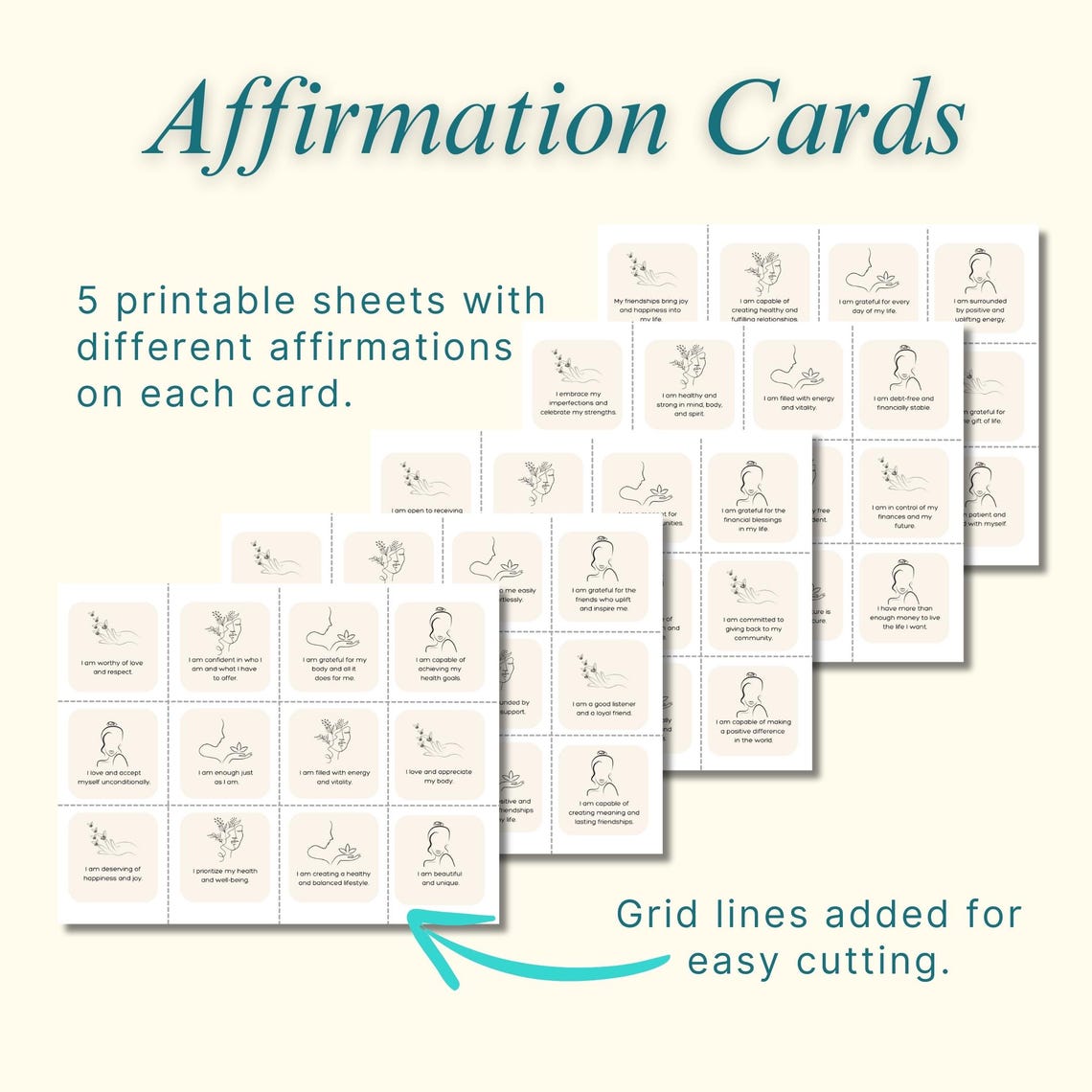 Motivational Confidence Cards for Women Daily Affirmations Printable ...