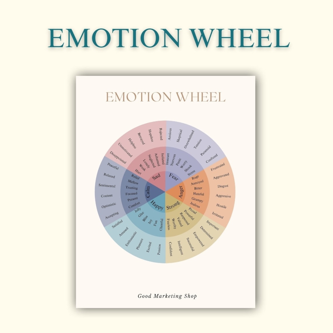 Therapy Emotion Wheel Printable PDF | Self Care Feelings Wheel | Mental ...