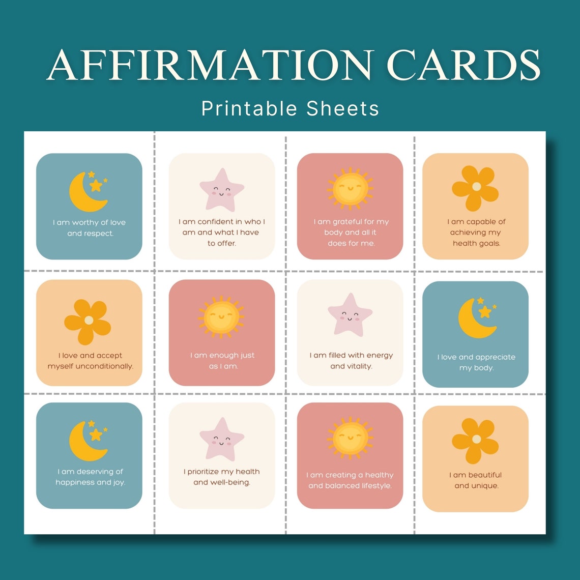 60 Positive Printable Affirmation Cards for Women Relationships ...