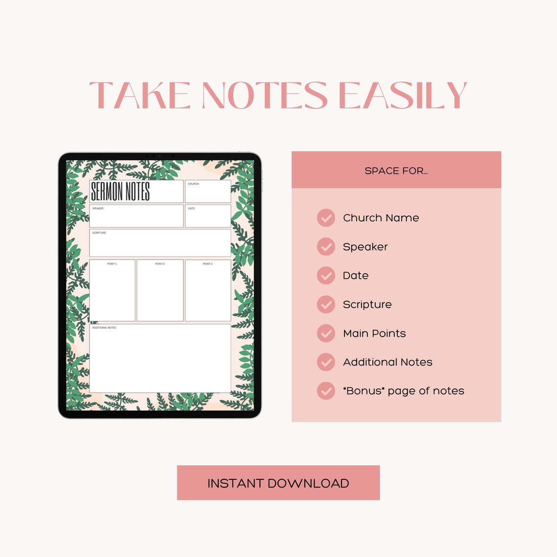 Sermon Notes for Teens, Church Notes Printable PDF Template, Bible ...