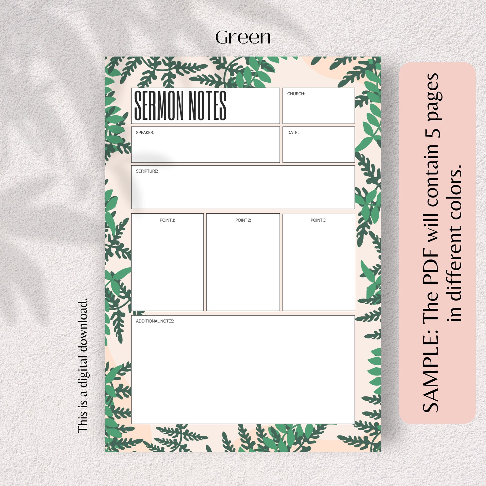Sermon Notes for Teens, Church Notes Printable PDF Template, Bible ...