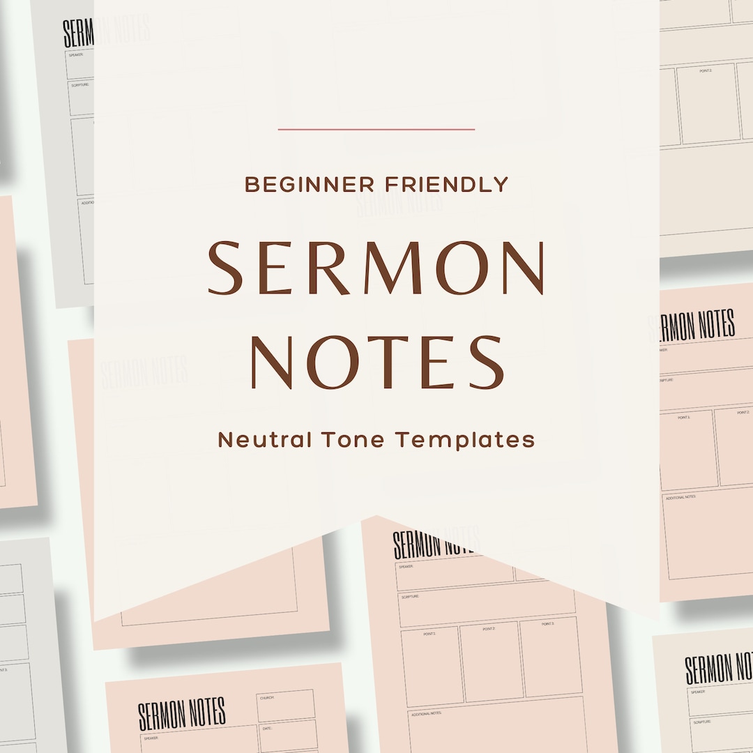 Printable Sermon Notes Template, Neutral Tones Church Notes Printable ...