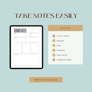 Printable Sermon Notes Template, Neutral Tones Church Notes Printable ...