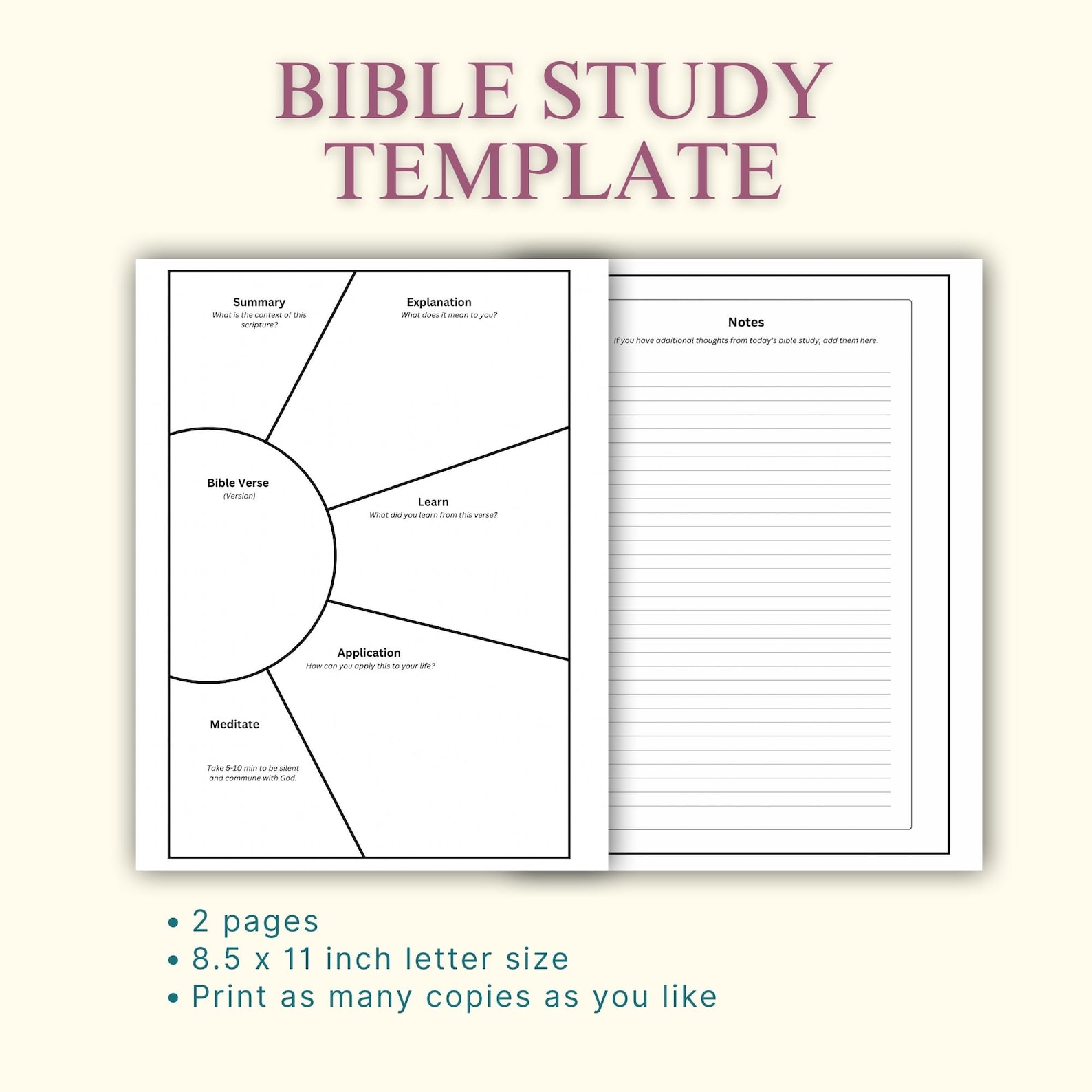 Verse Mapping Bible Study Template: Printable Church Notes (PDF) - Etsy