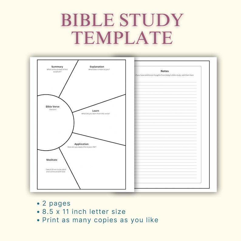Verse Mapping Bible Study Template: Printable Church Notes (PDF) - Etsy