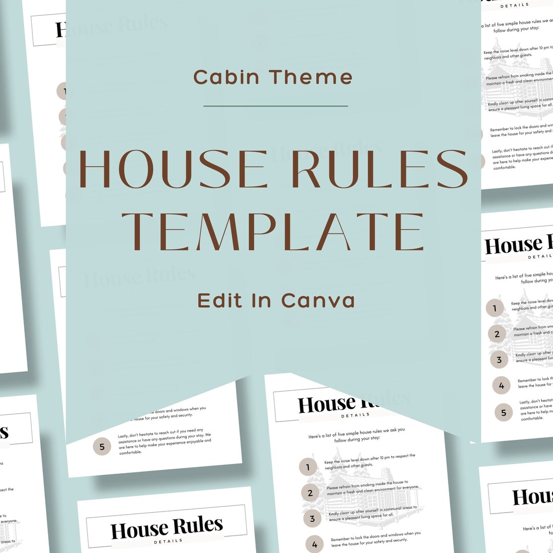 Airbnb House Rules Template, Cabin House Hosting Decor, Rental Property ...