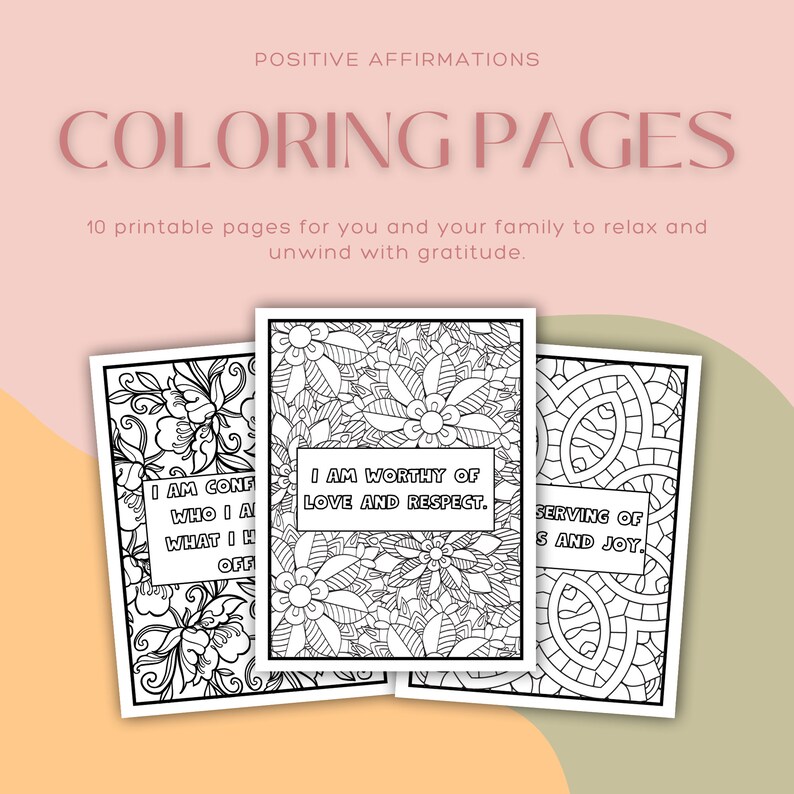 Positive Affirmation Coloring Book Printable, Self Care Coloring Pages ...