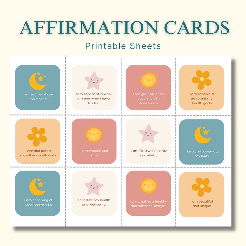 60 Positive Printable Affirmation Cards for Women Relationships ...