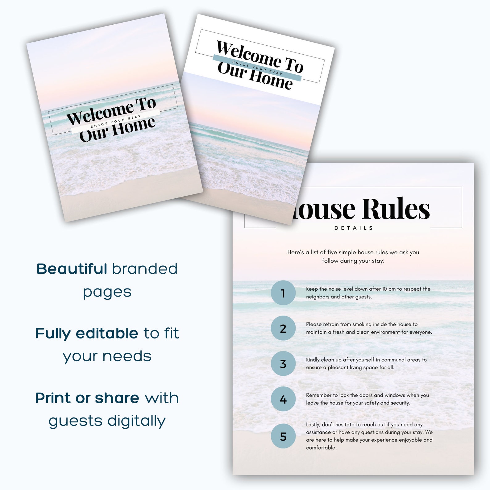 Airbnb House Rules Print, Beach House Sign, Hosting Decor, Property ...