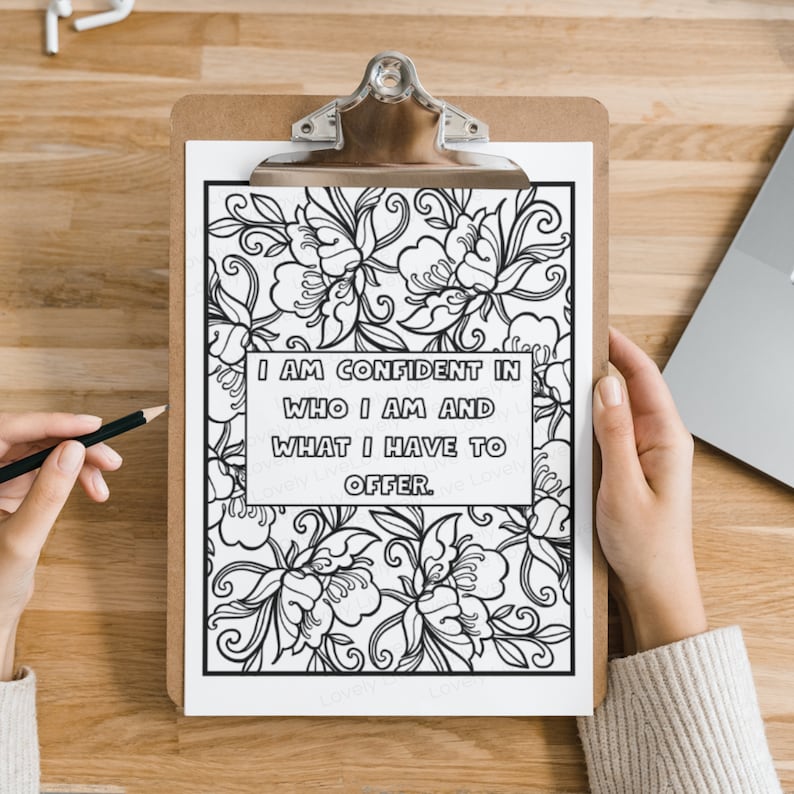 Positive Affirmation Coloring Book Printable, Self Care Coloring Pages ...
