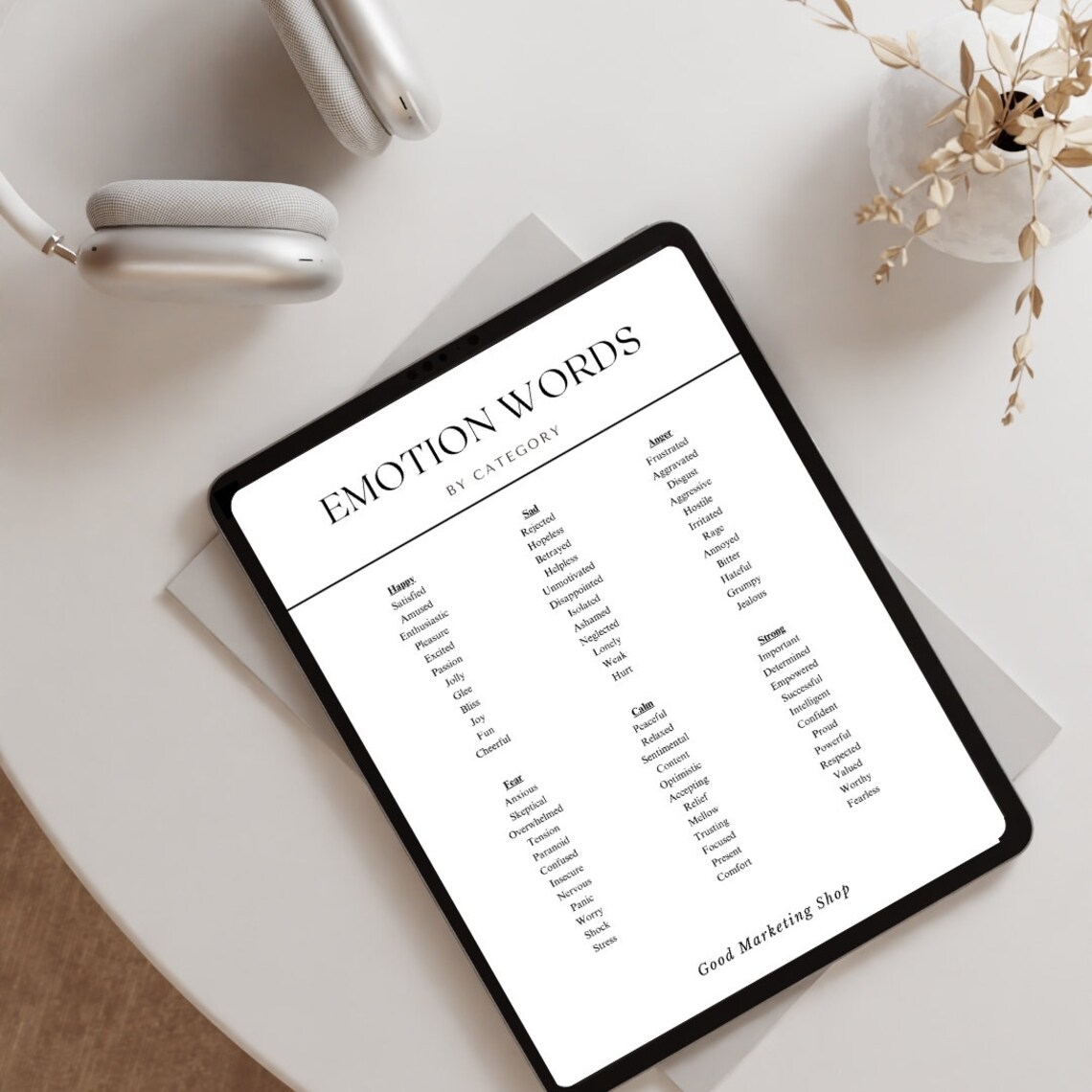 Emotion Words Printable, Therapy Worksheets | Therapy Tools for Mental ...