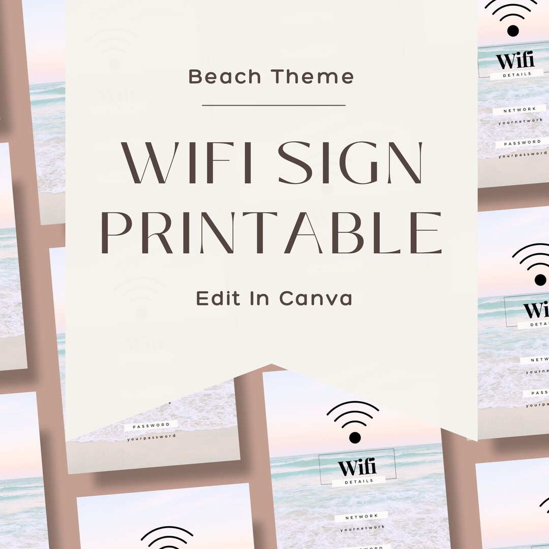 Beach Theme Home Wifi Password Sign, Guest Room Decor, Host Airbnb ...