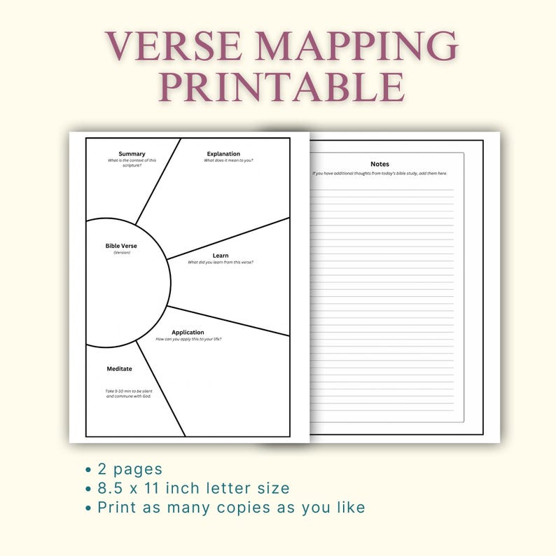 Sunshine Method Bible Study Template, Verse Mapping, Church Notes ...