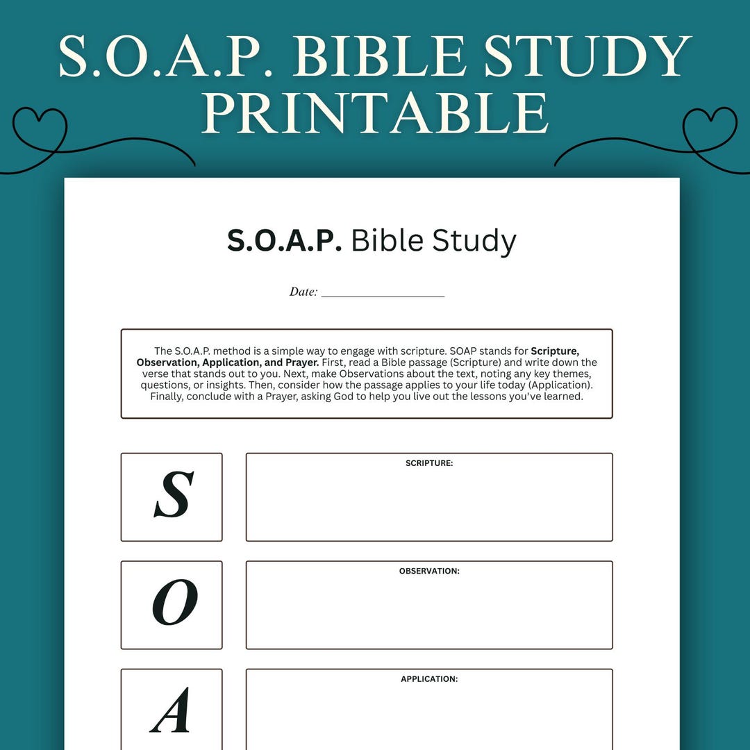 SOAP Method Bible Study Printable | Christian Study Guide | Bible ...