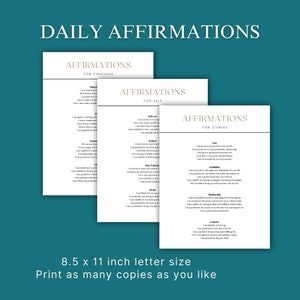 Elegant Printable Affirmations for Women 3 Pages of Daily Positivity ...