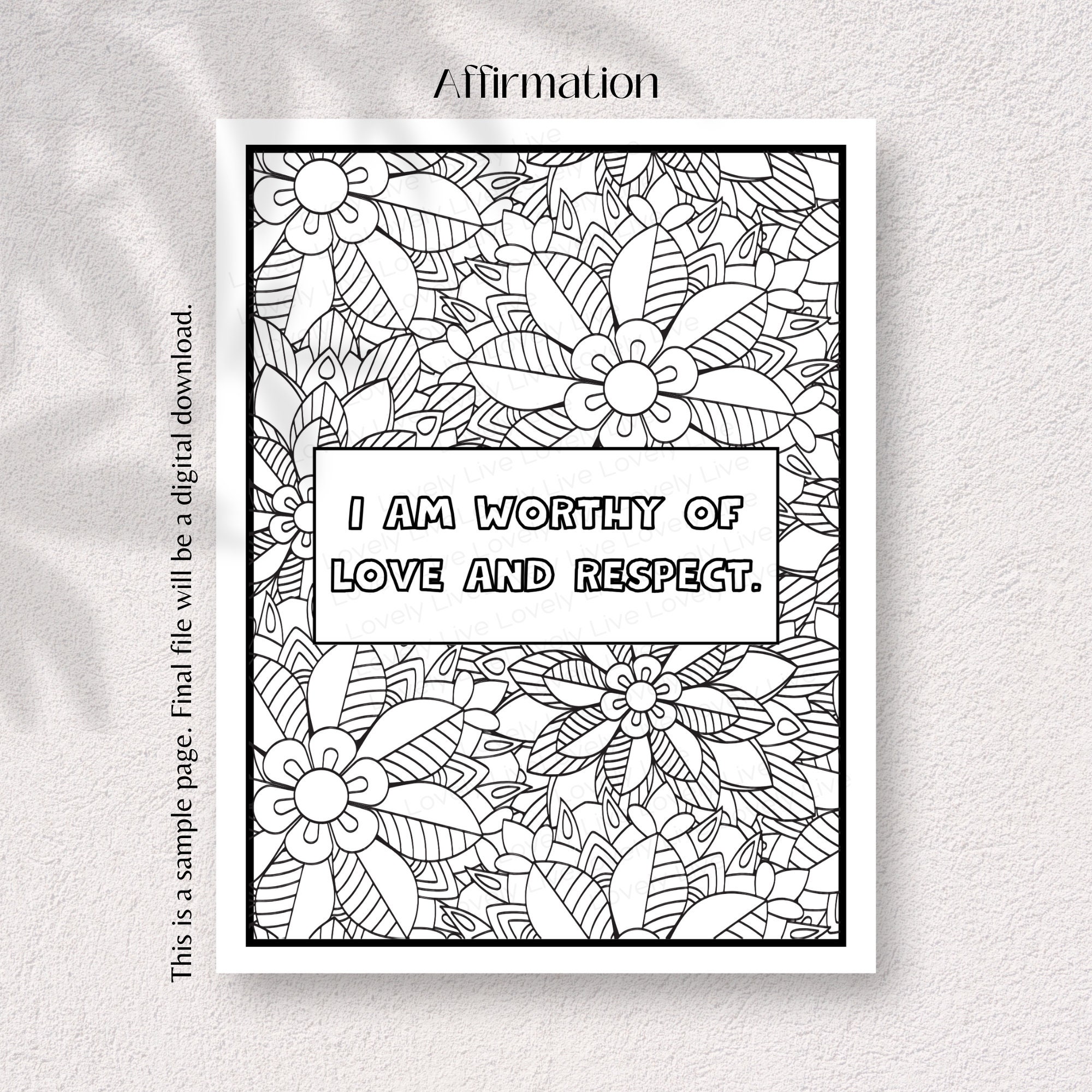 Positive Affirmation Coloring Book Printable, Self Care Coloring Pages ...