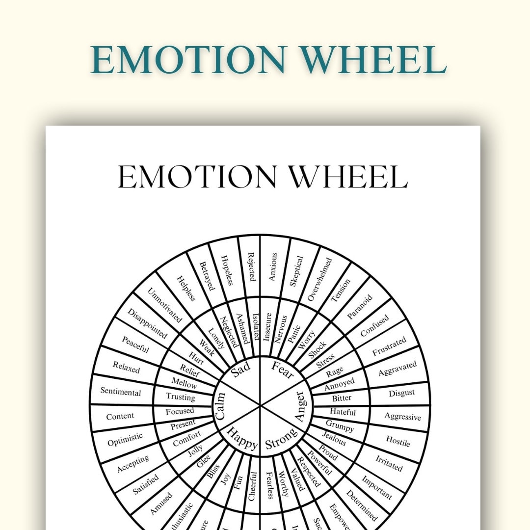 Therapy Emotion Wheel Printable PDF | Self Care Feelings Wheel | Mental ...