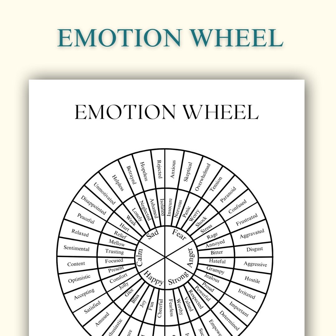 Therapy Emotion Wheel Printable PDF | Self Care Feelings Wheel | Mental ...
