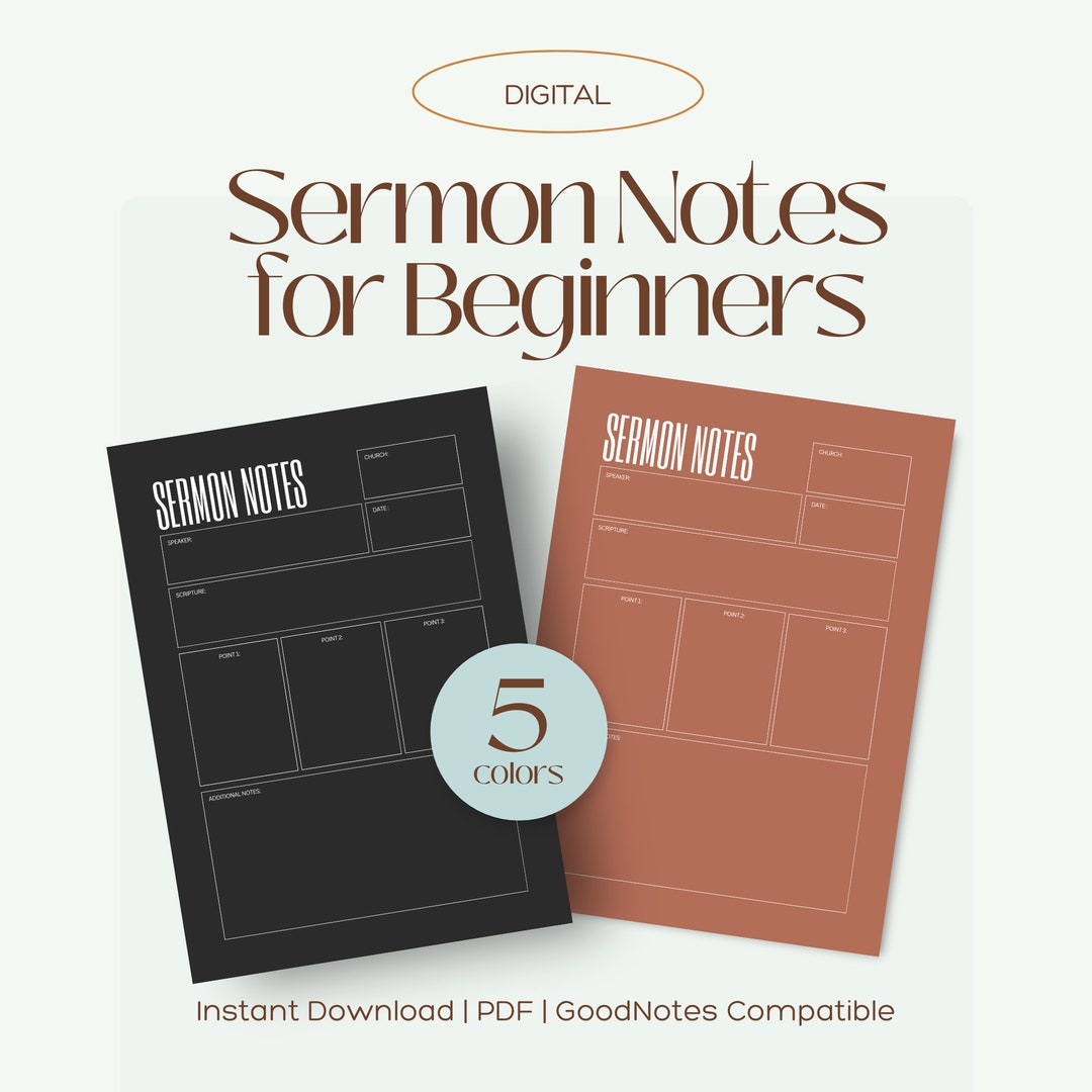 Sermon Notes for Beginners, Dark Mode Template, Minimalist Church Notes ...