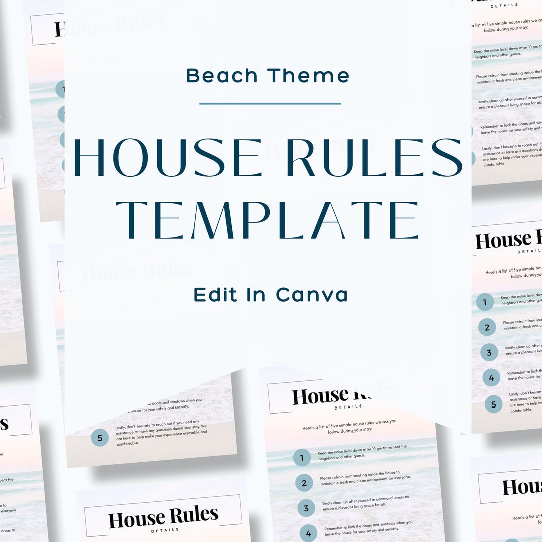 Airbnb House Rules Print, Beach House Sign, Hosting Decor, Property ...