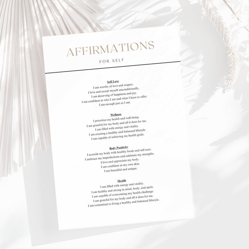 Elegant Printable Affirmations for Women 3 Pages of Daily Positivity ...