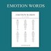 Emotion Words Printable, Therapy Worksheets | Therapy Tools for Mental ...