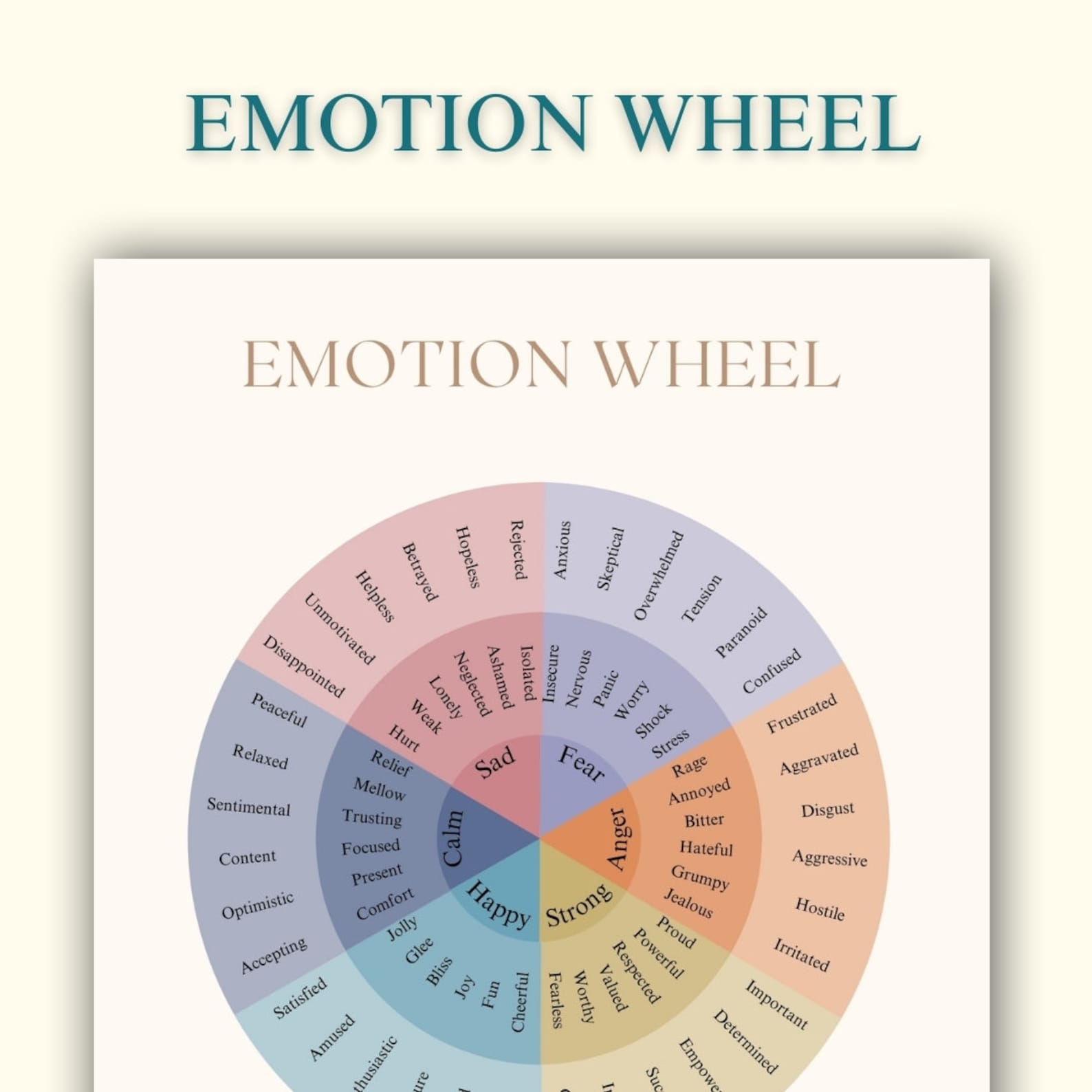 Therapy Emotion Wheel Printable PDF | Self Care Feelings Wheel | Mental ...
