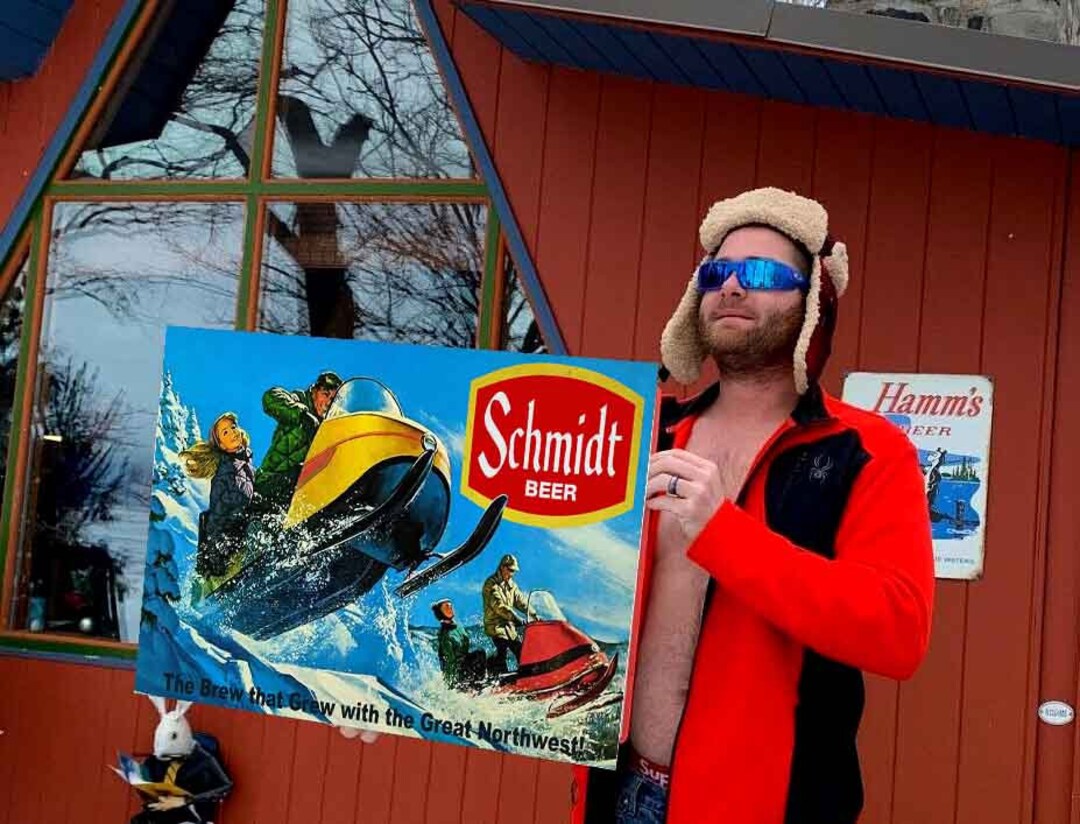 Schmidt Beer Sign Snowmobile Cabin Bar Pub Sign Man Cave Large Display ...
