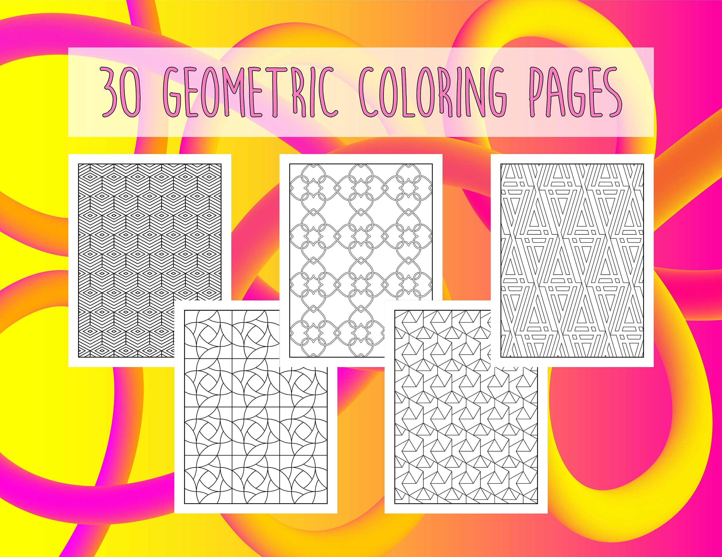 30 Geometric Coloring Pages, Geometric Shapes and Patterns Coloring ...