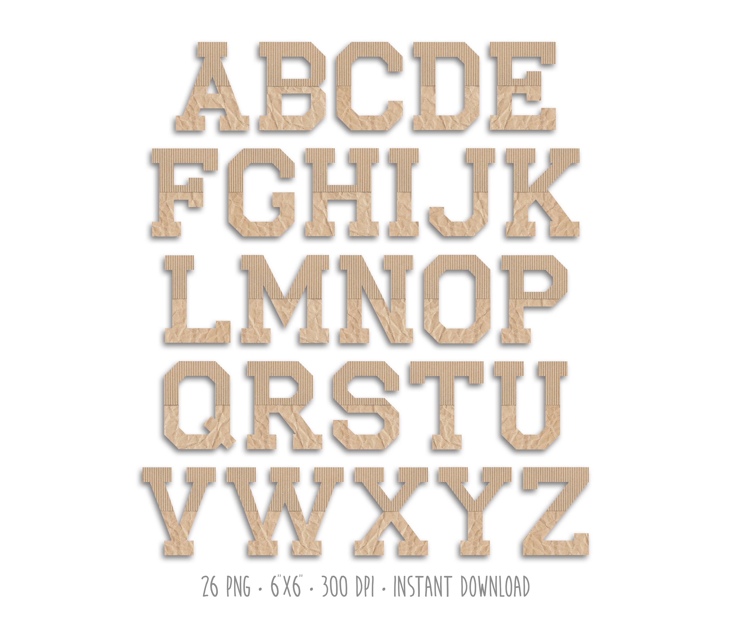 26 Alphabet Letters With Brown Paper and Drop Shadows, Capital Clipart ...