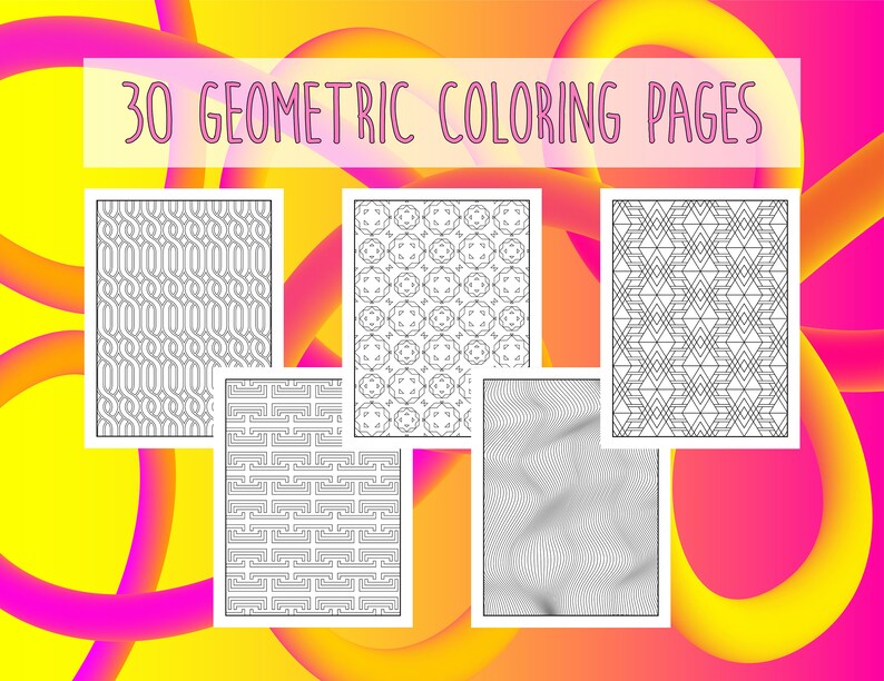 30 Geometric Coloring Pages, Geometric Shapes and Patterns Coloring ...