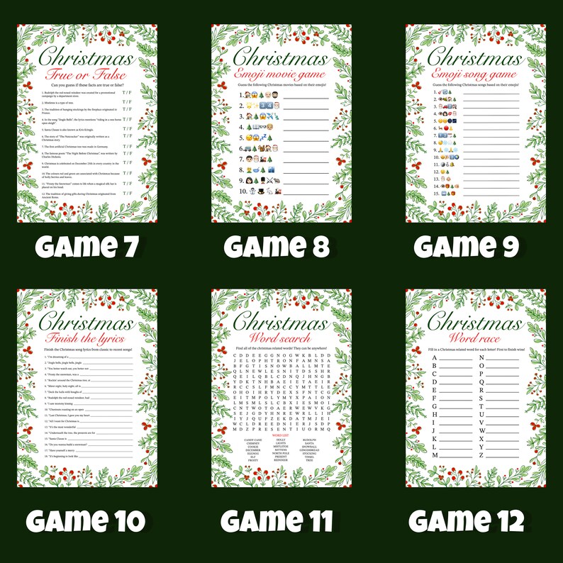 Printable Christmas Game Bundle, Christmas Party Games, Christmas ...
