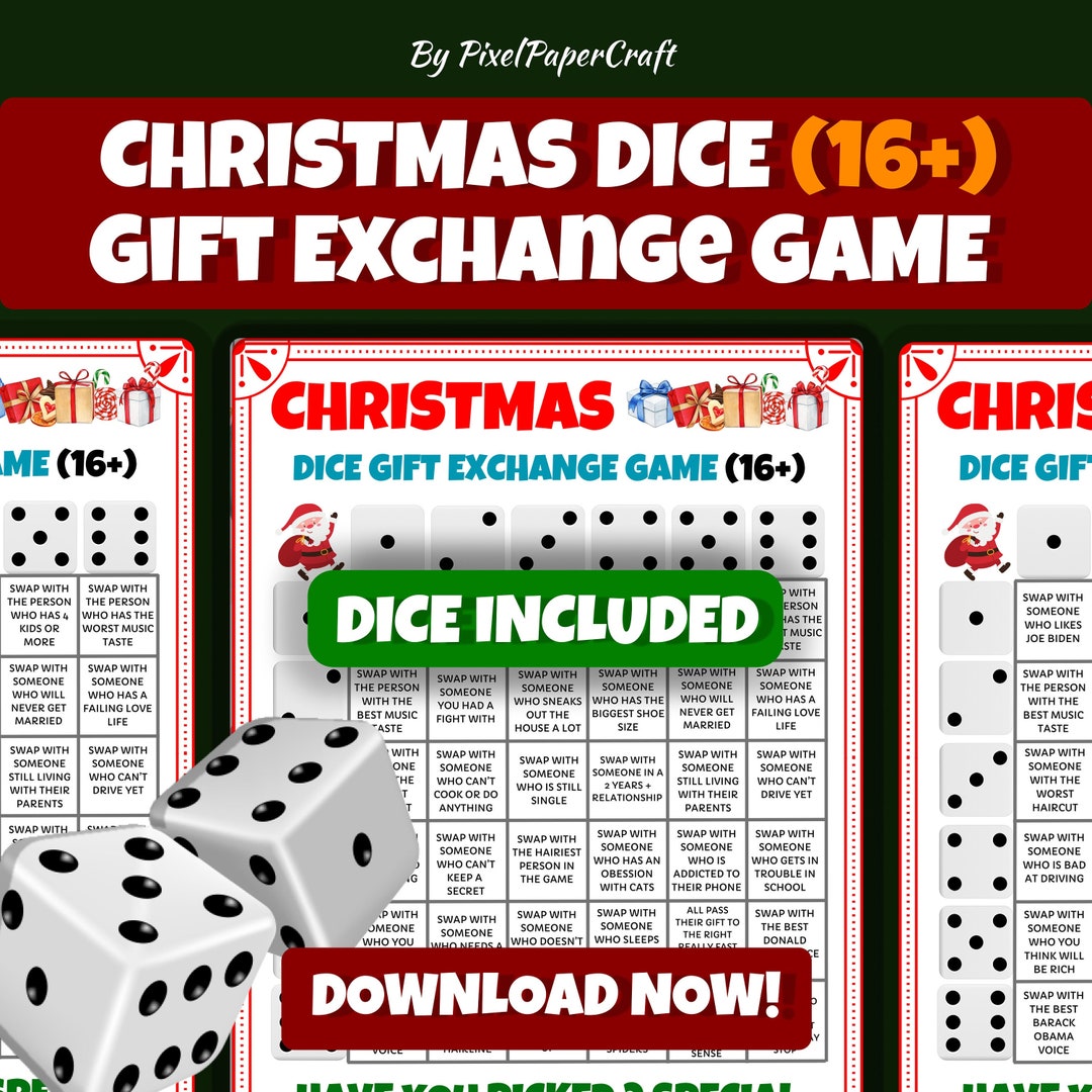 Christmas Dice Gift Game | White Elephant Dice Game | Christmas Gift Exchange Dice Game ...