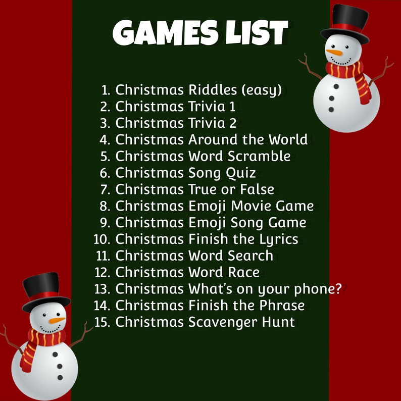 Printable Christmas Game Bundle, Christmas Party Games, Christmas ...