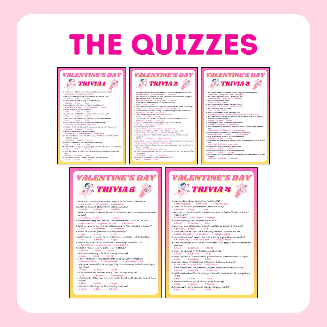 Valentines Day Trivia Game, Valentine Day Party Game for Kids ...