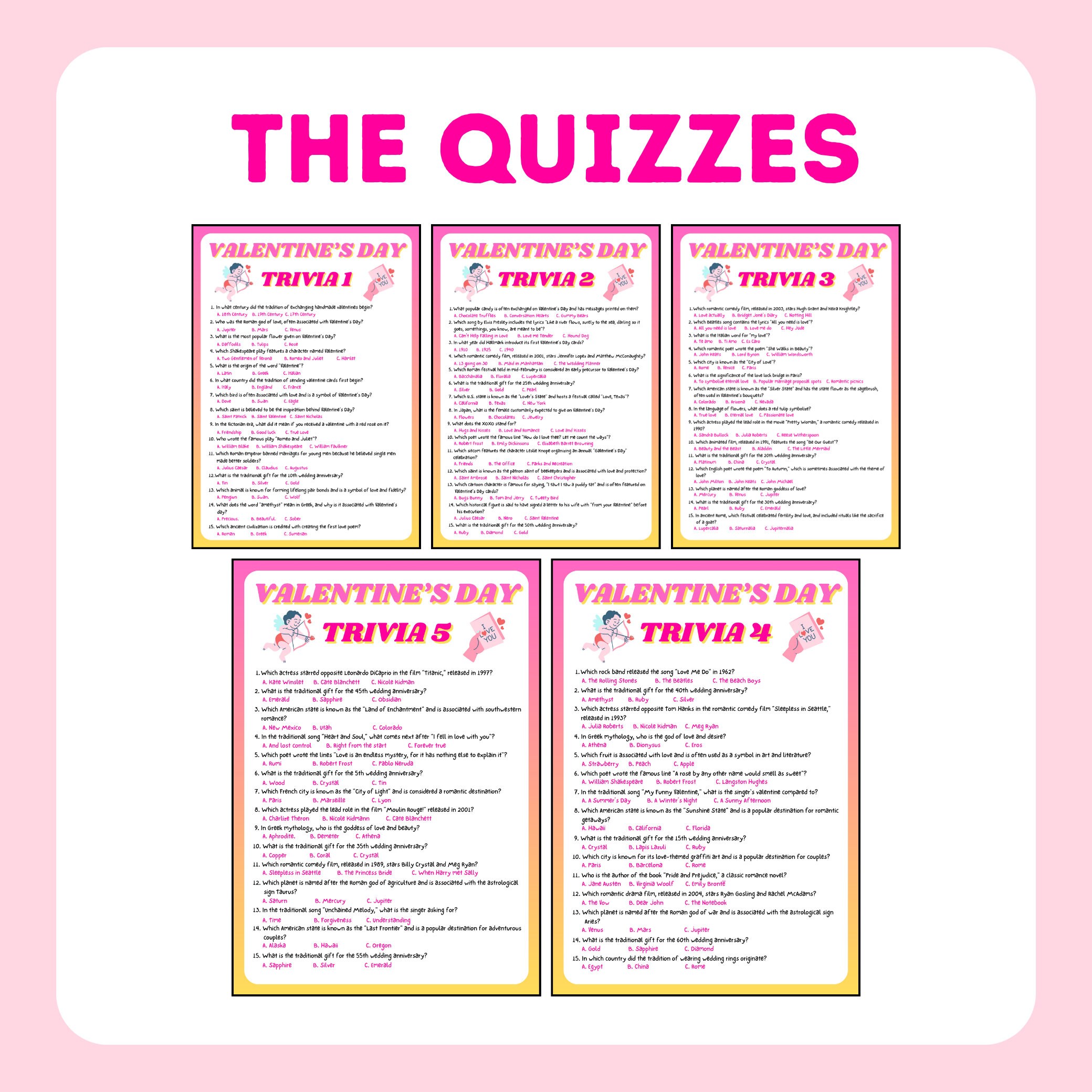 Valentines Day Trivia Game, Valentine Day Party Game for Kids ...