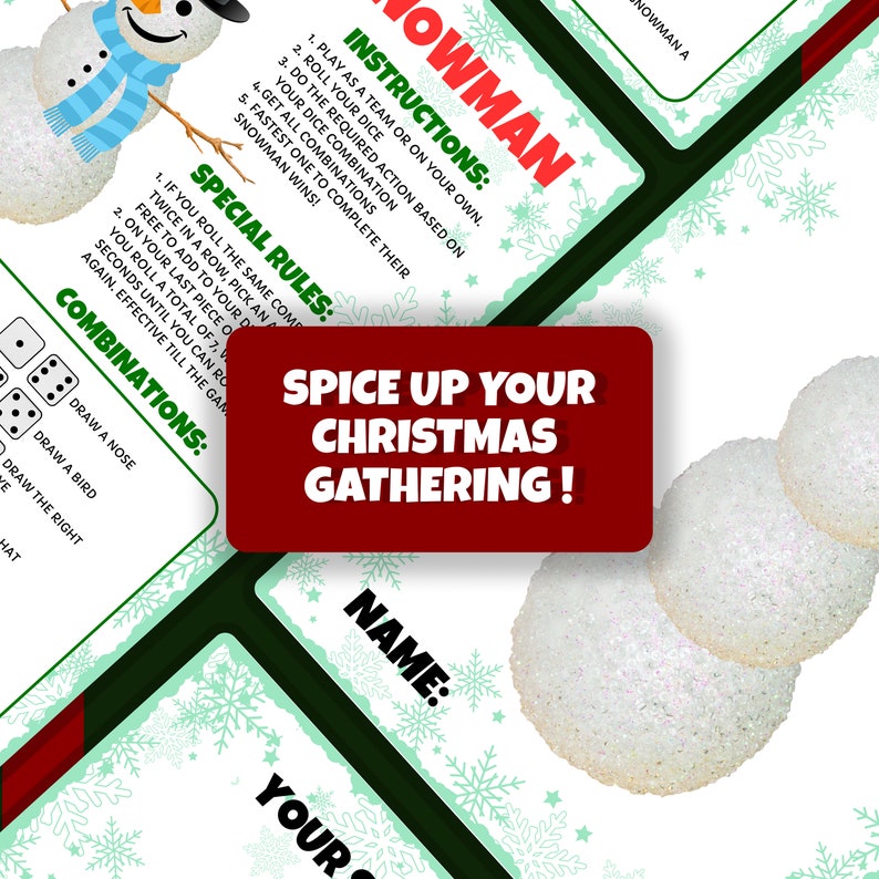 Roll A Snowman Game | Printable Christmas Dice Game | Winter Activity ...
