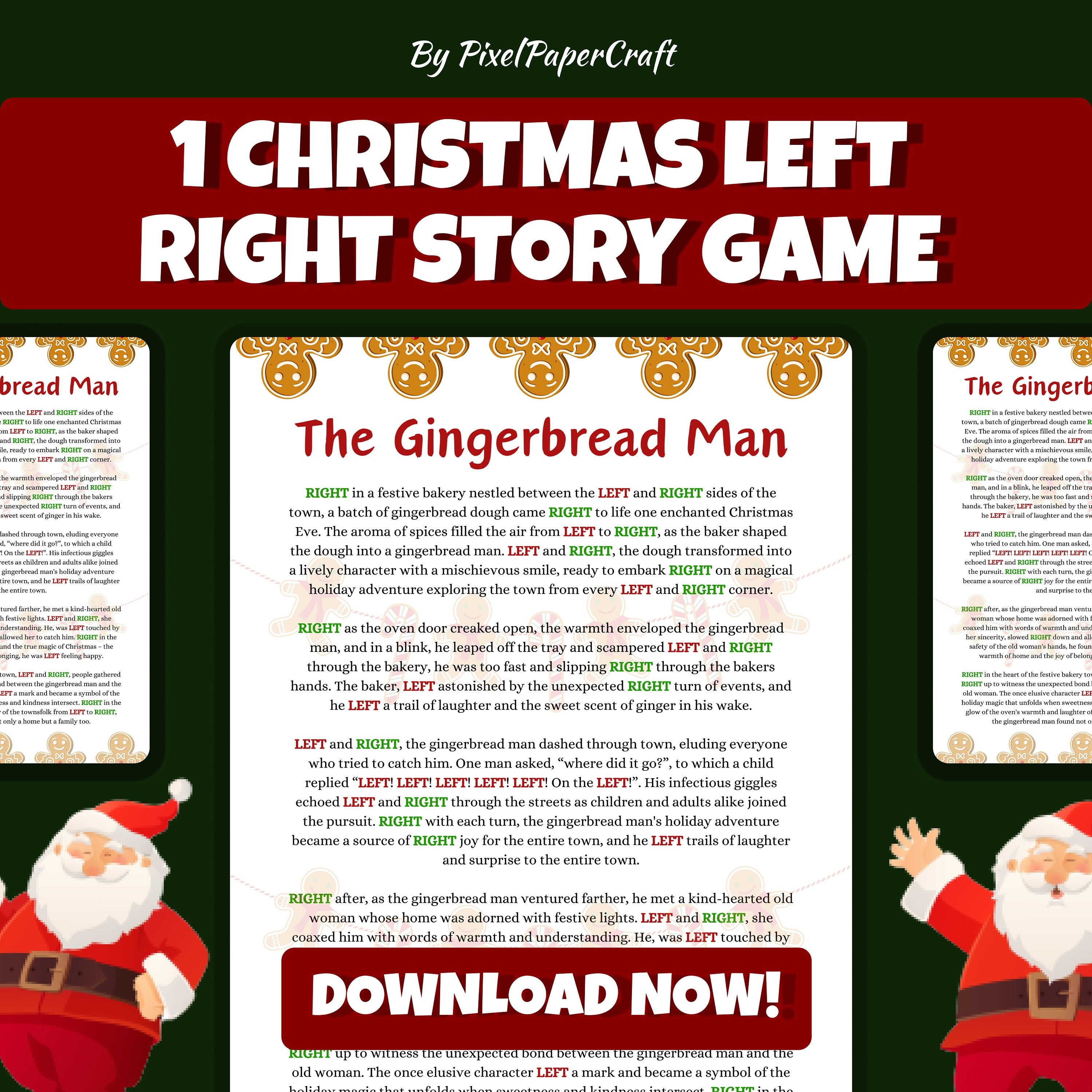 Gingerbread Man Left Right | Christmas Left Right Christmas Game ...