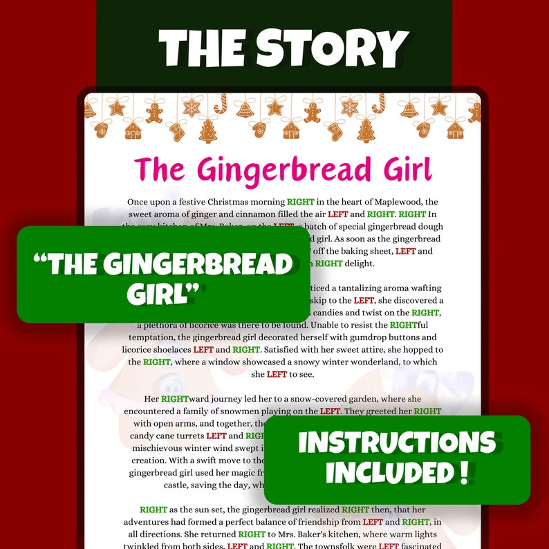 Gingerbread Girl Left Right | Christmas Left Right Christmas Game ...