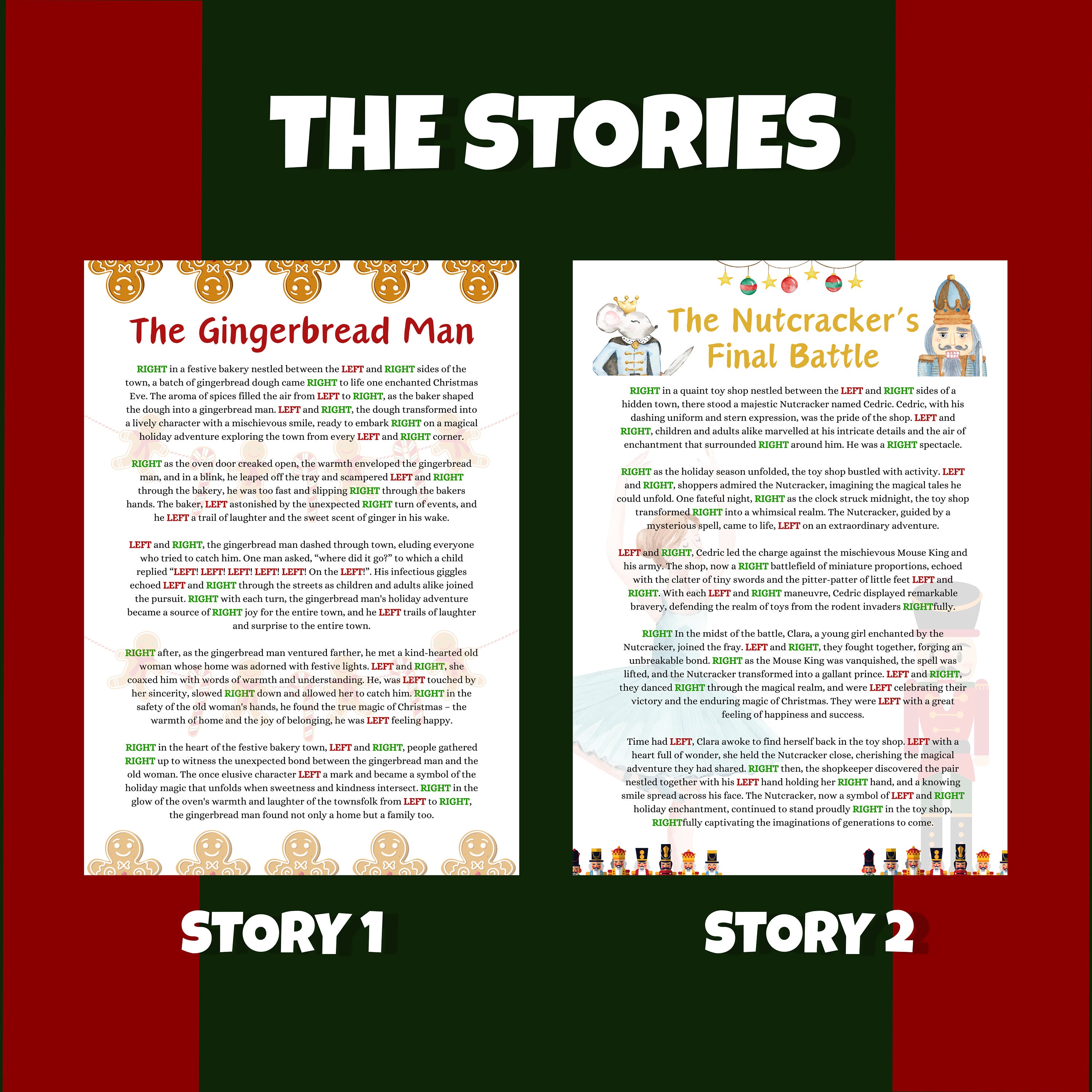 Gingerbread Man Gingerbread Girl Left Right Christmas Game Right Left ...