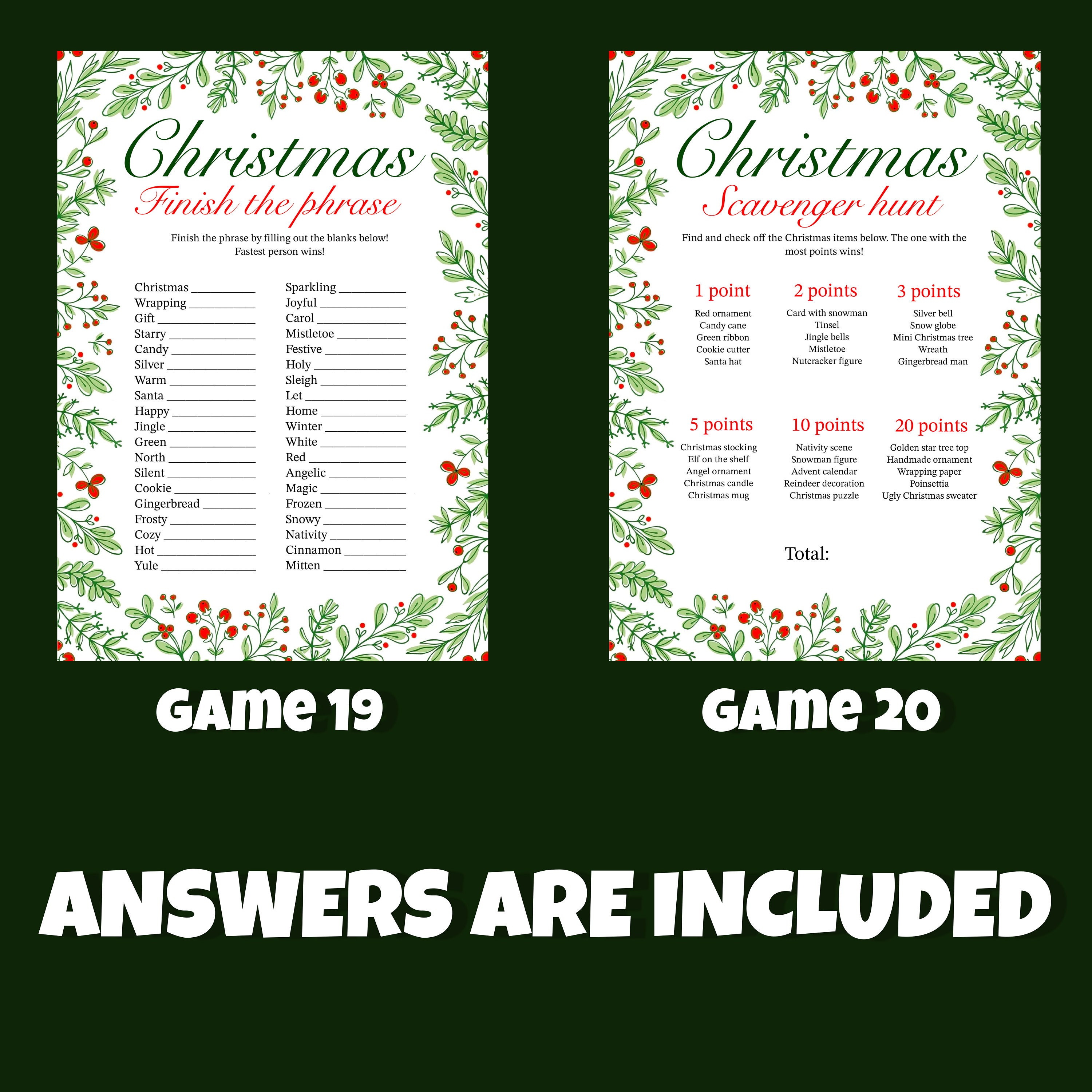 Printable Christmas Game Bundle, Christmas Emoji Game, Christmas ...