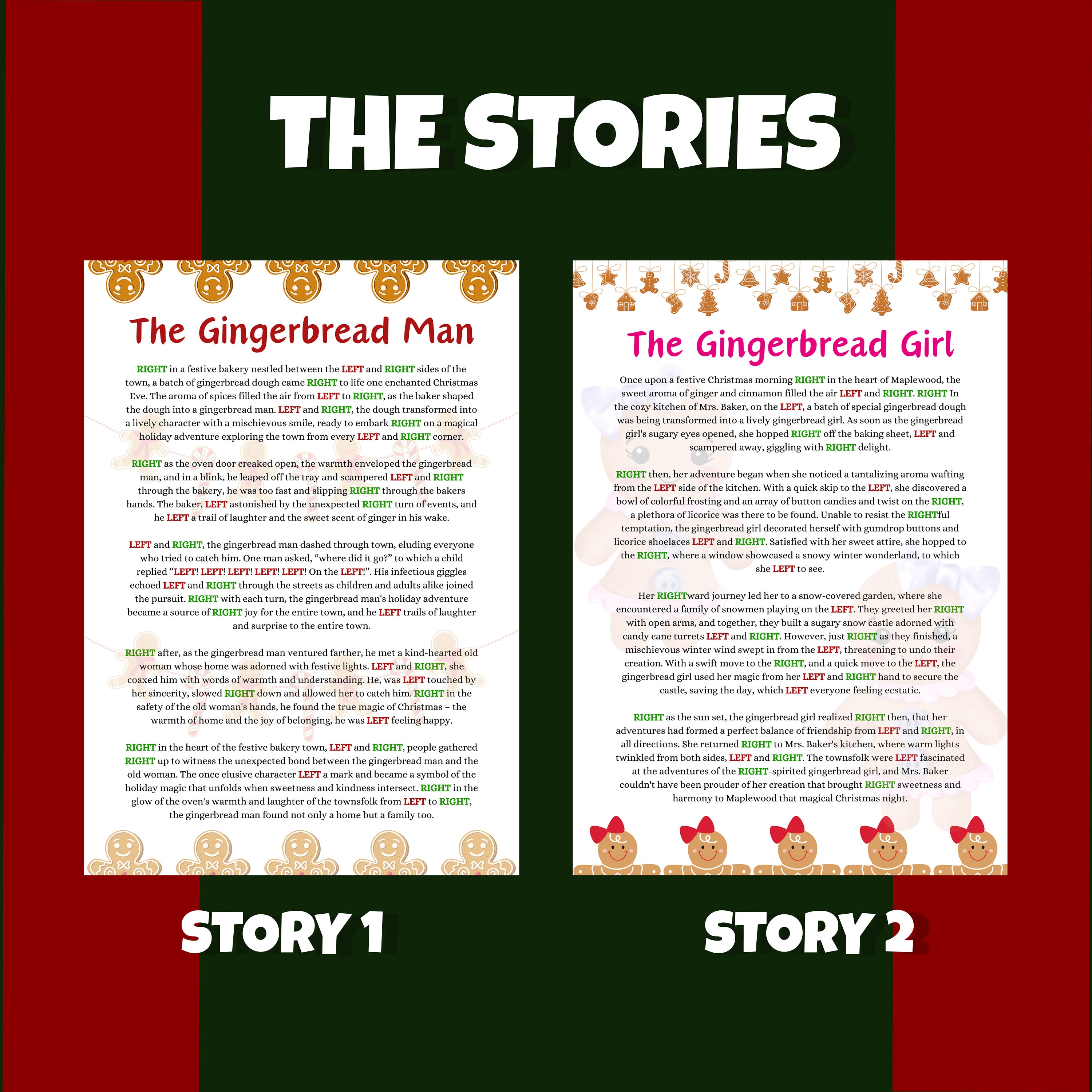 Gingerbread Man | Gingerbread Girl | Left Right Christmas Game | Right ...