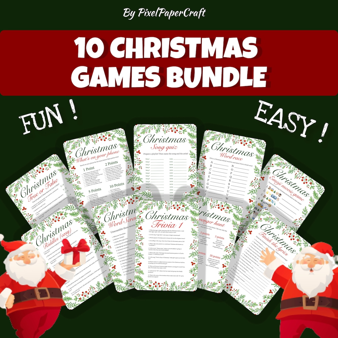 Printable Christmas Game Bundle, Christmas Party Games, Christmas ...