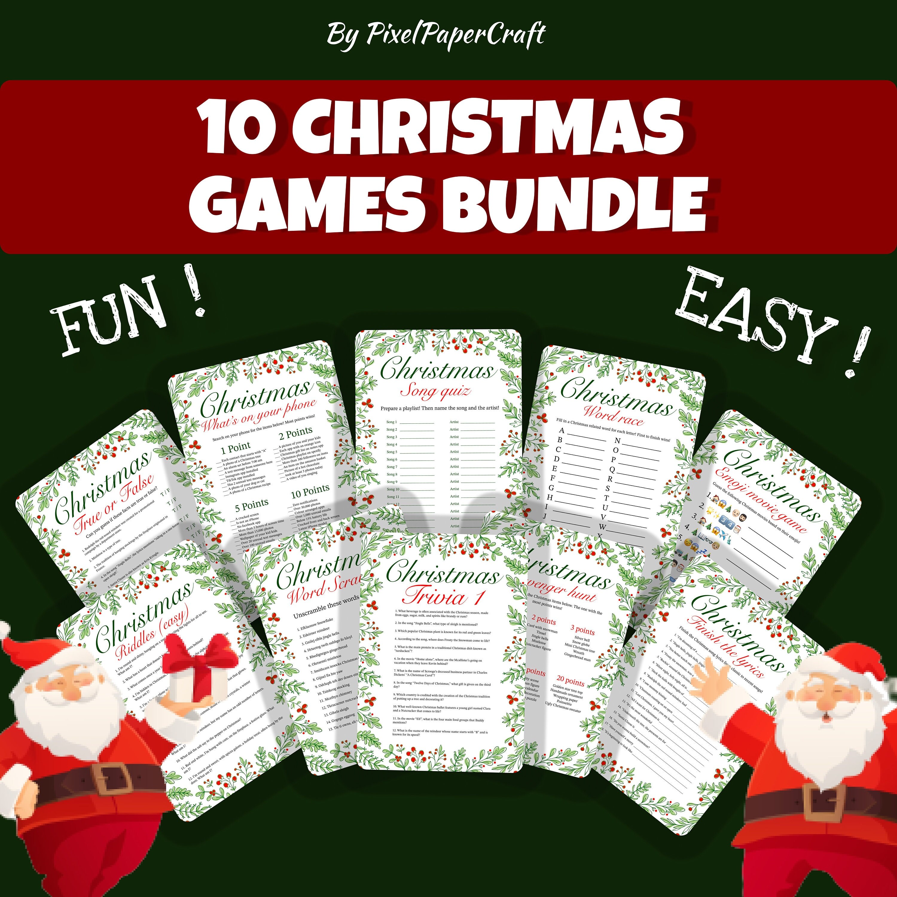 Printable Christmas Game Bundle, Christmas Party Games, Christmas ...