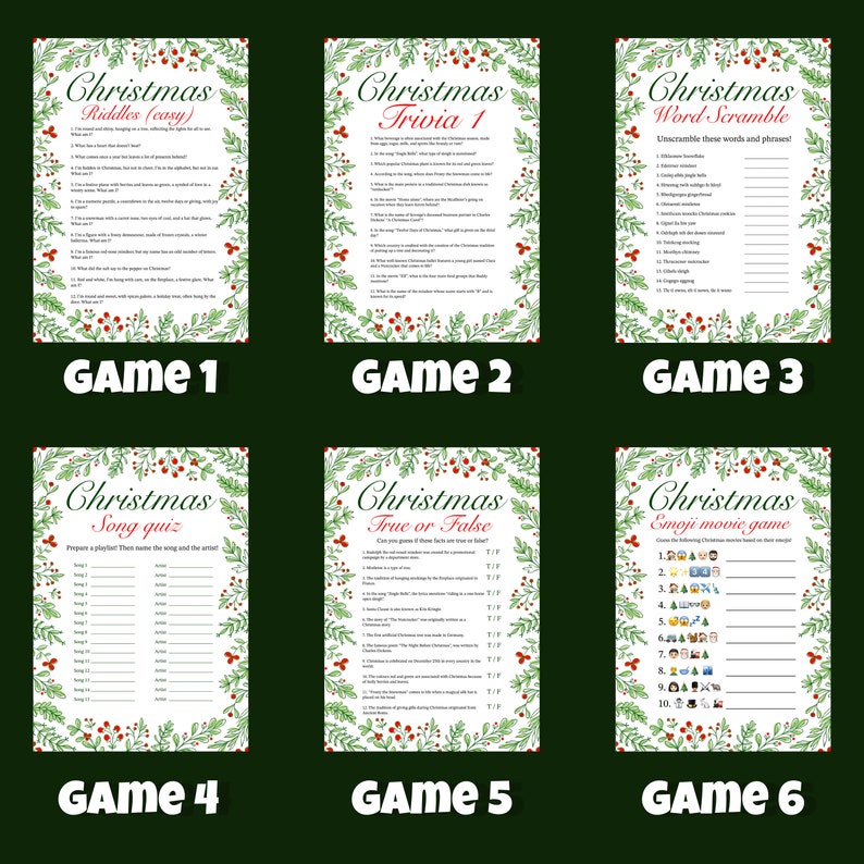 Printable Christmas Game Bundle, Christmas Party Games, Christmas ...