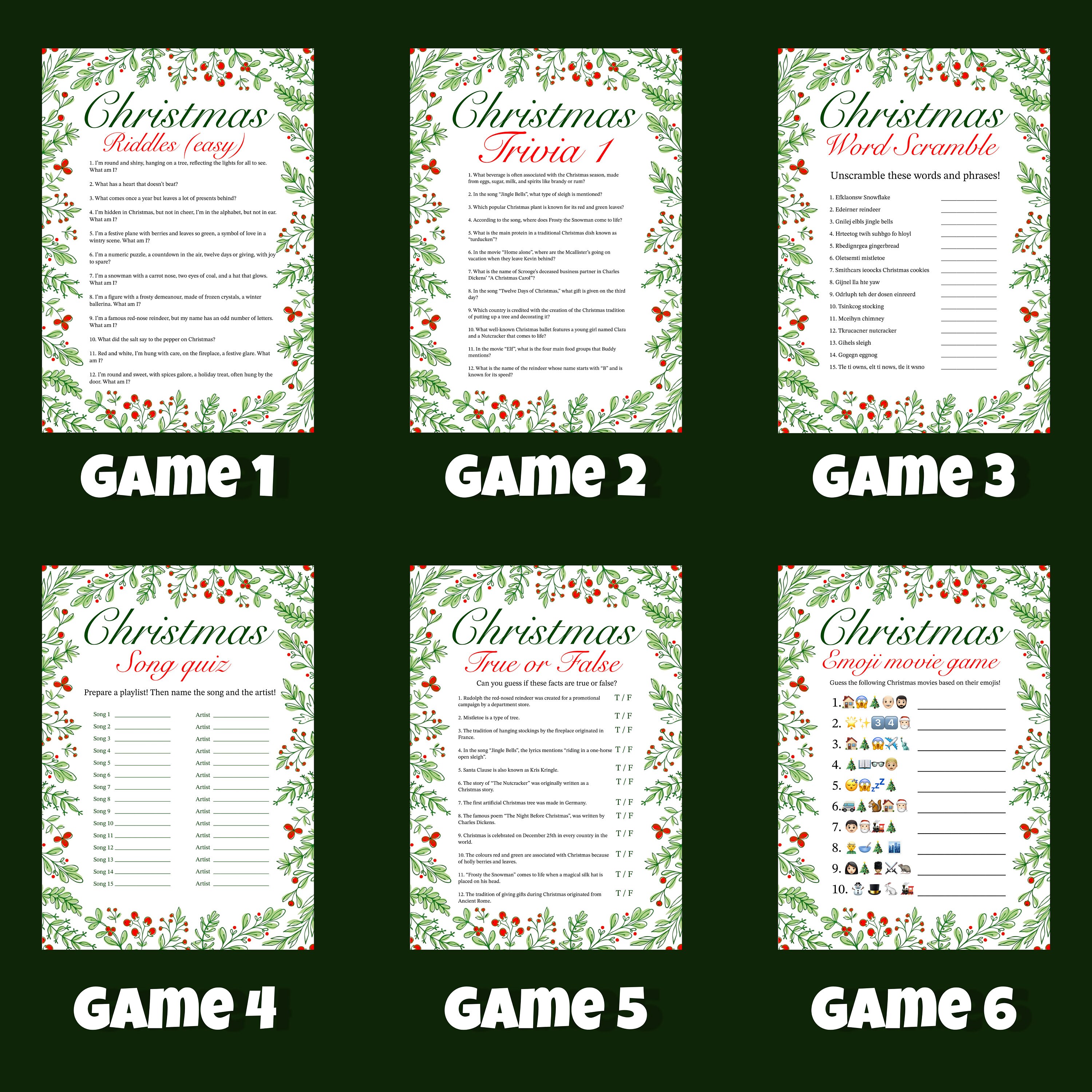 Printable Christmas Game Bundle, Christmas Party Games, Christmas ...