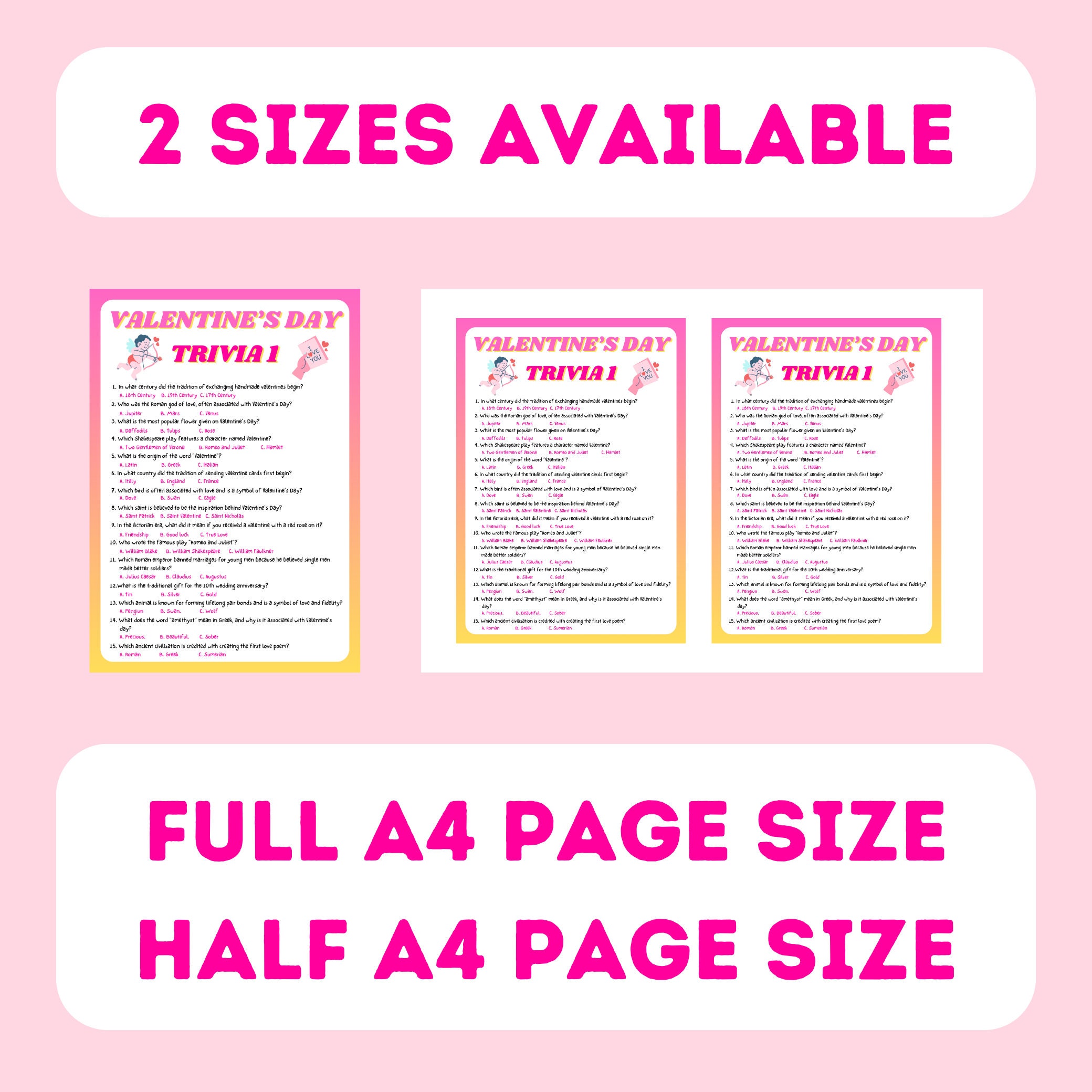 Valentines Day Trivia Game, Valentine Day Party Game for Kids ...