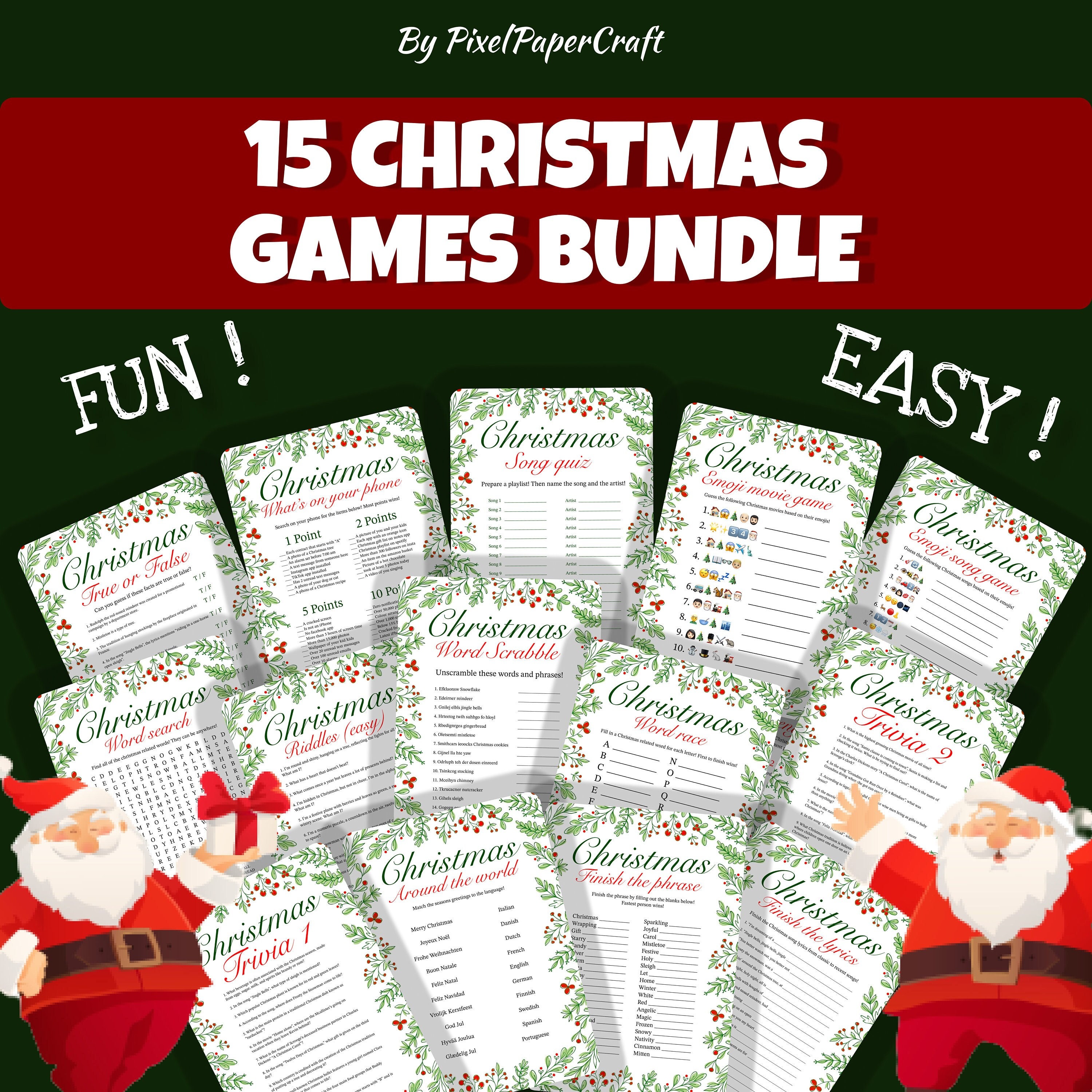 Printable Christmas Game Bundle, Christmas Party Games, Christmas ...