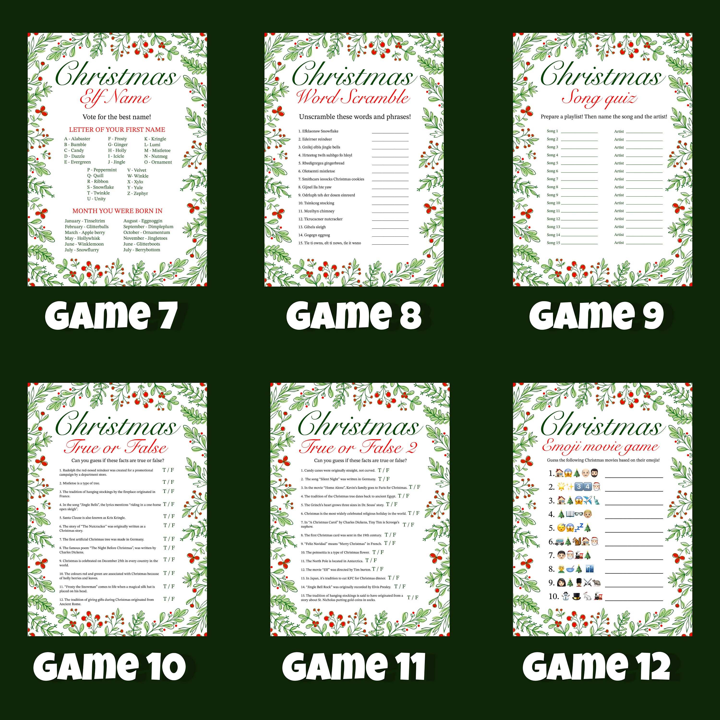 Printable Christmas Game Bundle, Christmas Emoji Game, Christmas ...