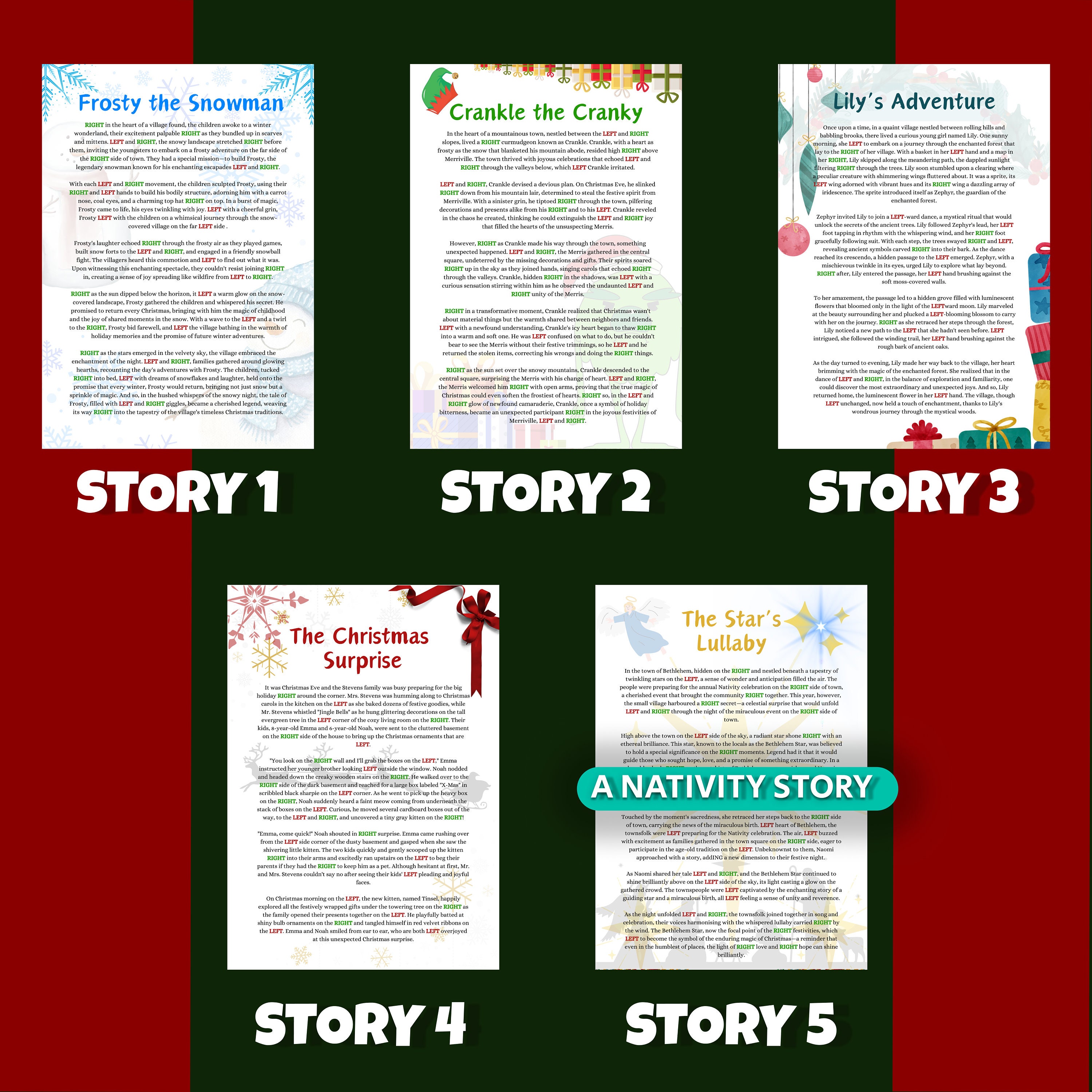 Christmas Left Right Game Story | Left Right Christmas Game | Right ...
